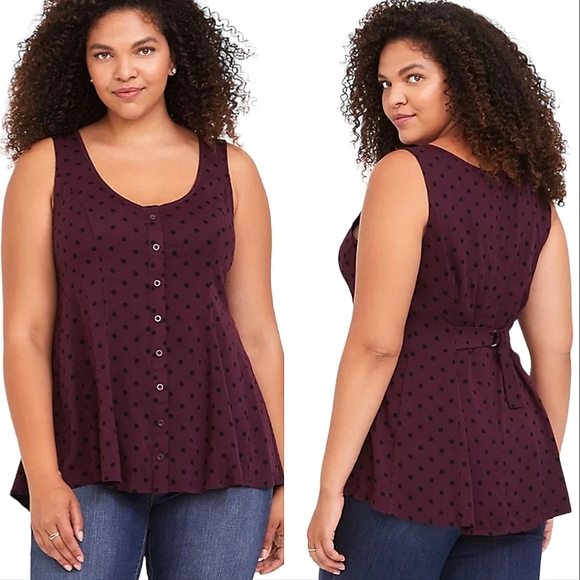 torrid | Tops | Nwot Torrid Fit Flare Stretch Challis Buttonfront Tank ...